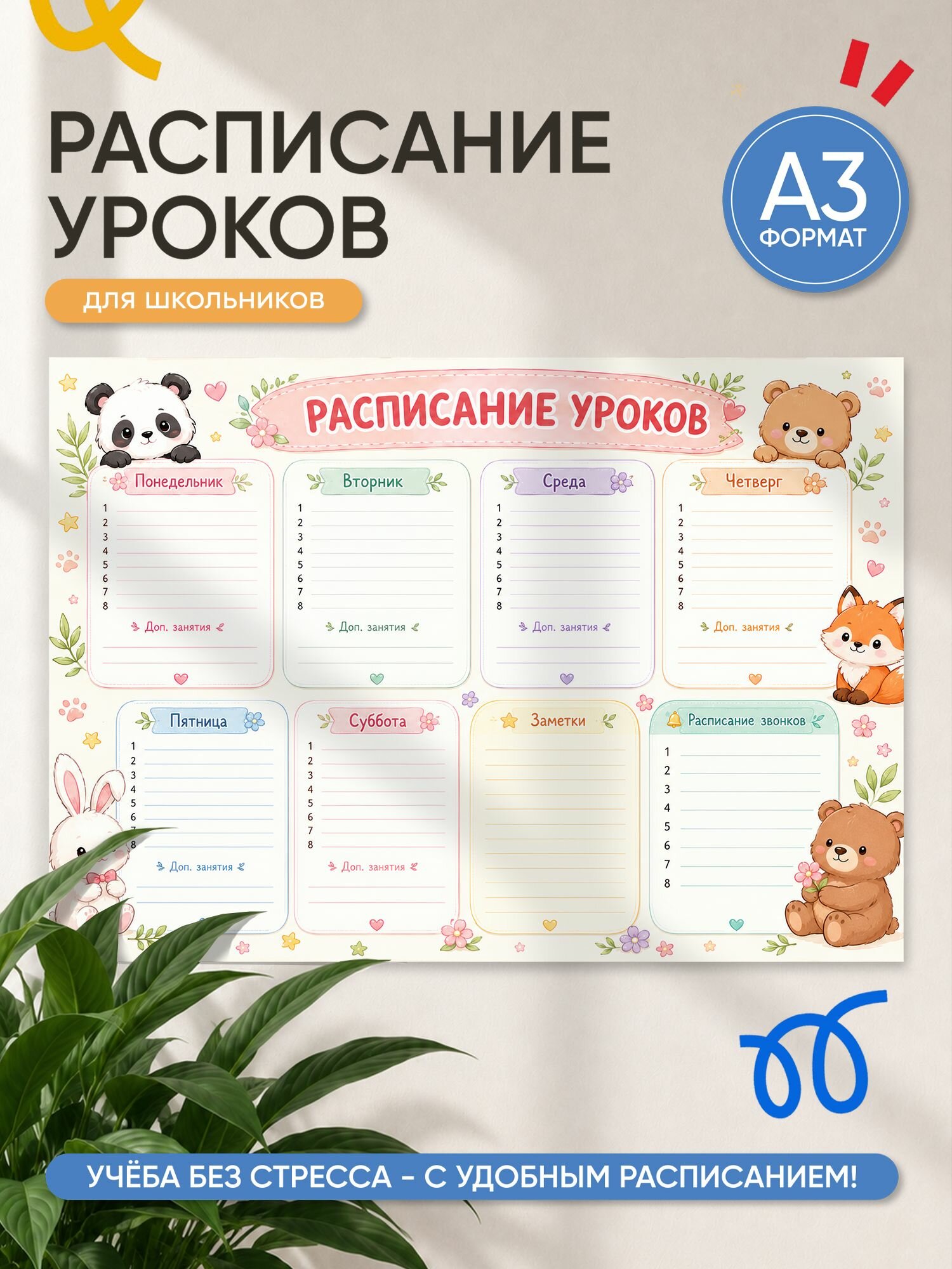 Расписание уроков для девочек