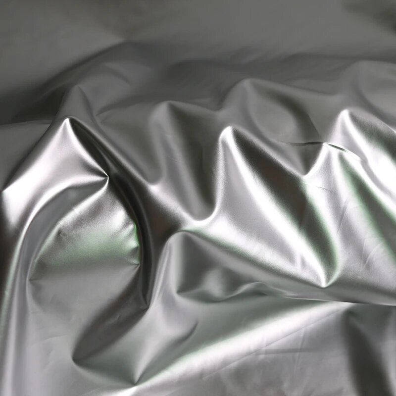 Блестящая полиэфирная ткань с полиуретановым покрытием FABRIC 2Meters X 1.48Meter, 6 Bright Silver