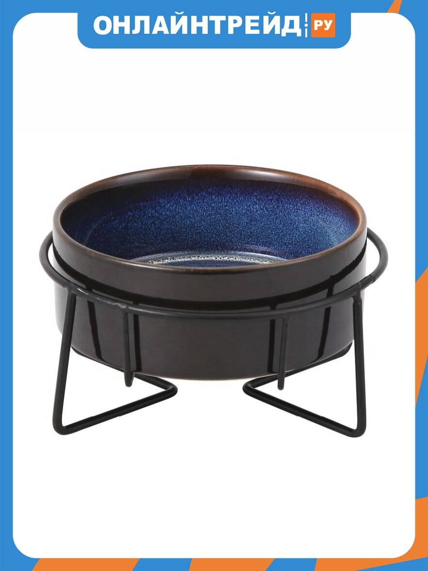 Миски для котят и кошек Zoowell керамические LOFT на подставке черные (ZWbowl3)