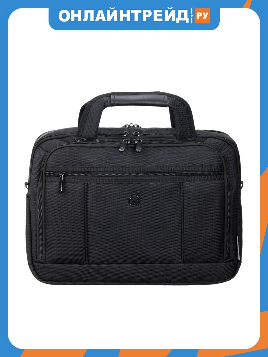 Портфель Torber VOYAGE для ноутбука 14-16', черный, баллистический нейлон, 41 x 12 x 30 см, 11 л