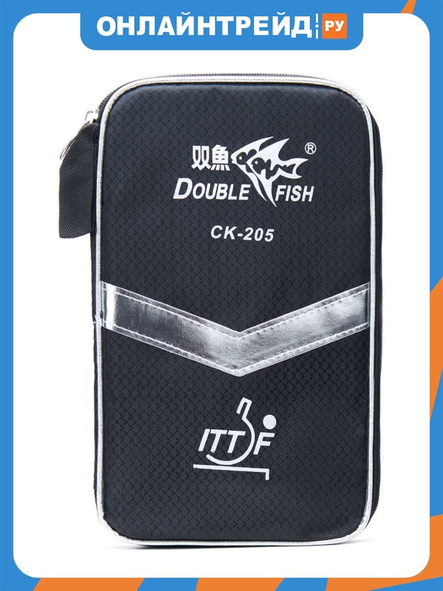 Ракетка для настольного тенниса Double Fish , CK-205, для любителей, ITTF, наклад. 2.0 мм, конич. ручка + сумка-чехол