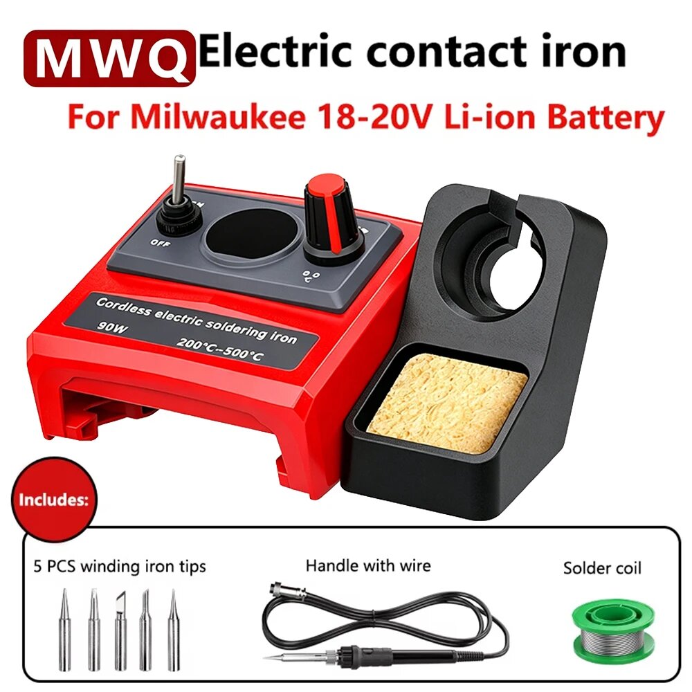 Беспроводной паяльник 90 Вт для аккумуляторов Makita/Dewalt/Milwaukee/Bosch 18В/20В