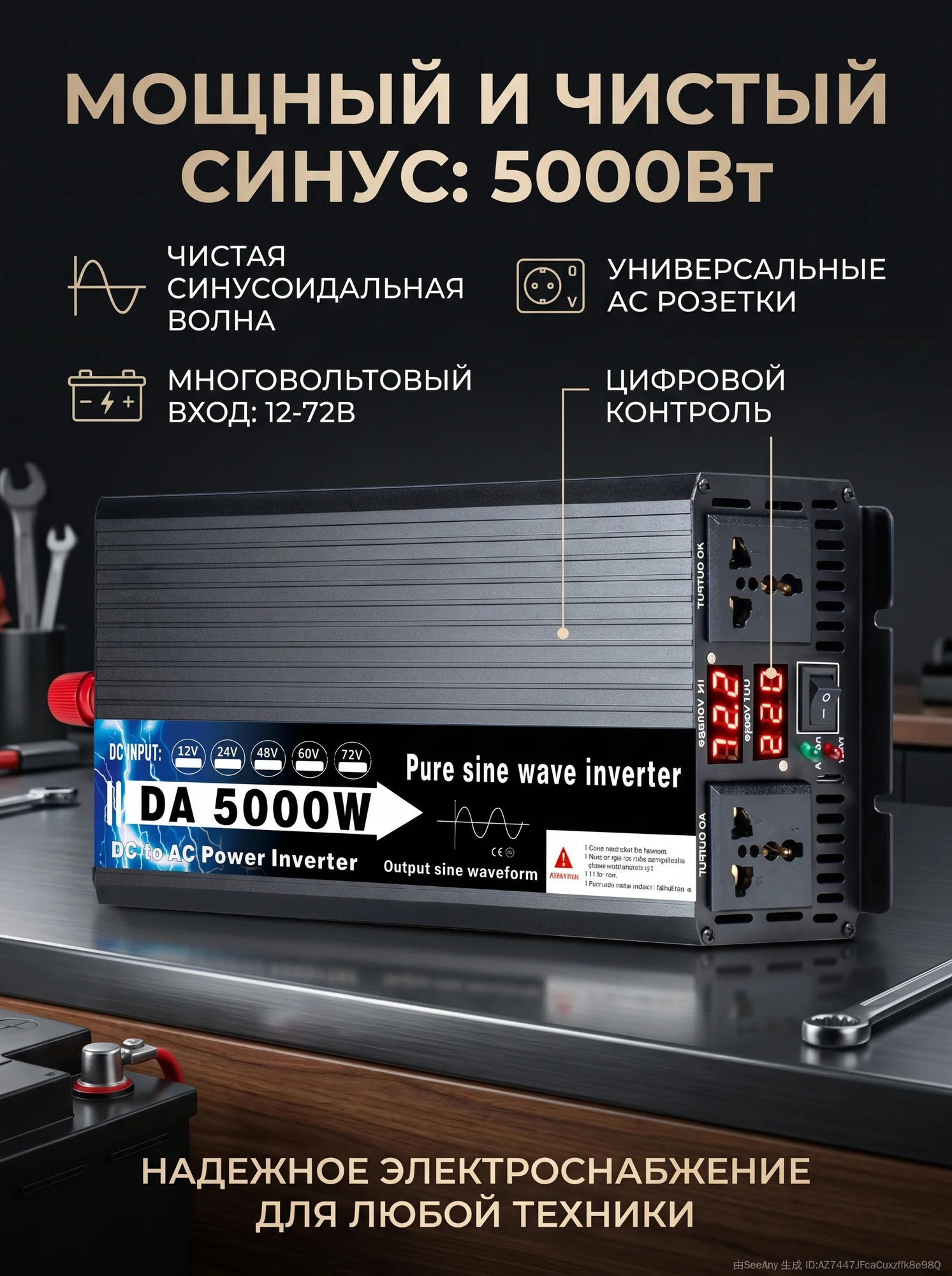 Чистая синусоидальная волна 24V5000W