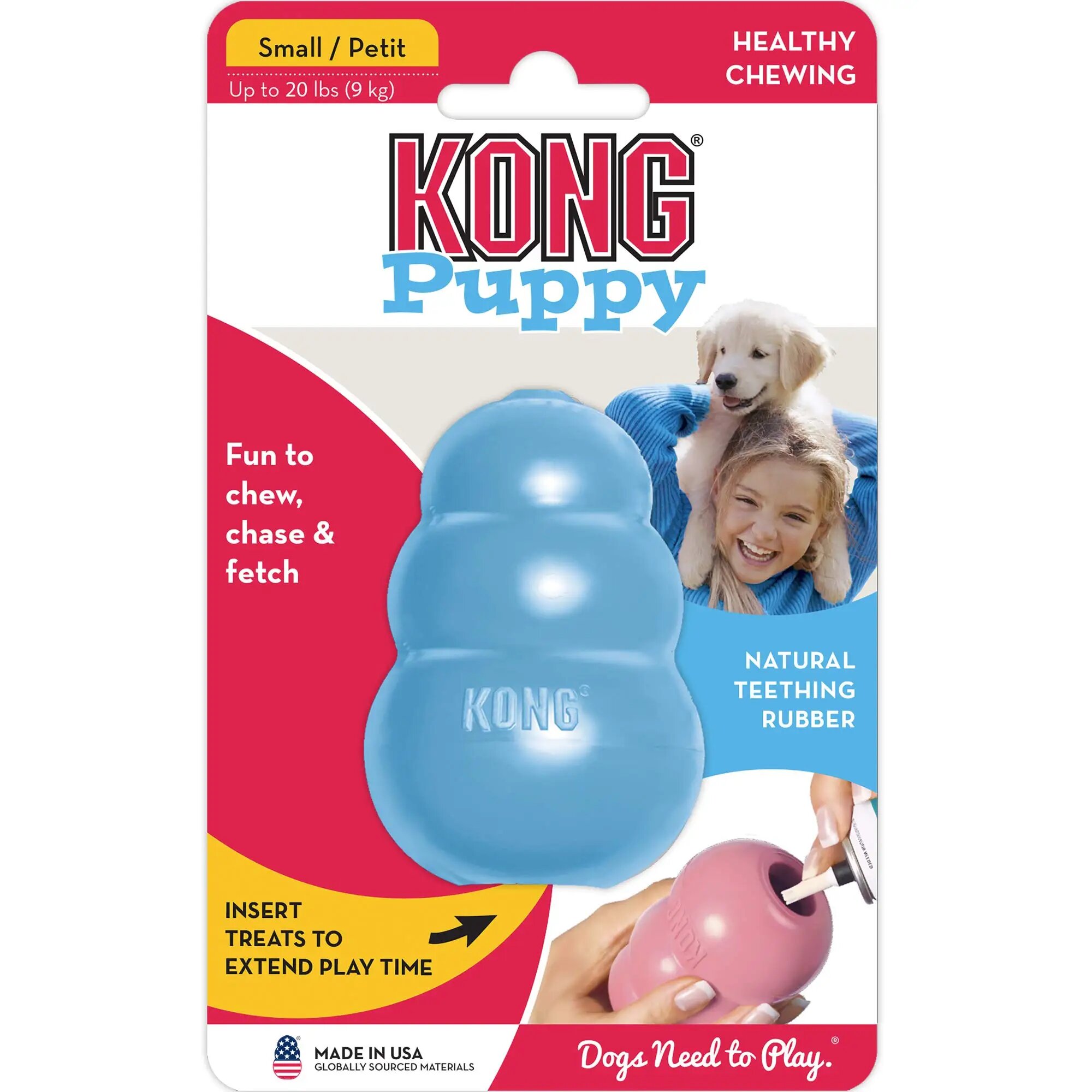 Игрушка KONG для щенков из натурального каучука X-Small, KONG Puppy Blue