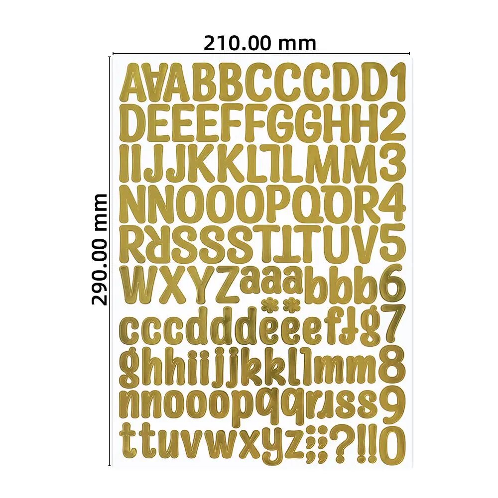 Наклейки буквы и цифры Gold 290x210 мм