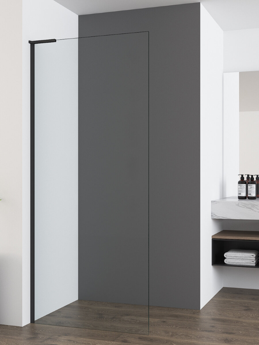 Душевая перегородка Vincea Walk-in HA VSW-7HA700CLB 70x200 см, профиль матовый черный, стекло прозрачное