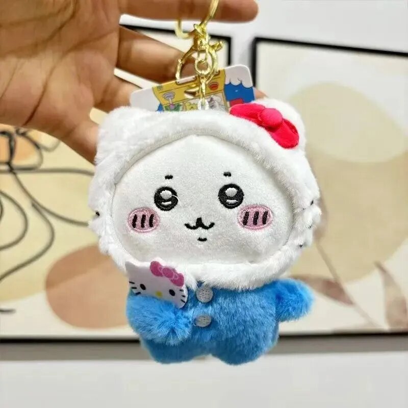 Мягкая игрушка-брелок "Hello Kitty" 10 см, искусственный мех, голубой