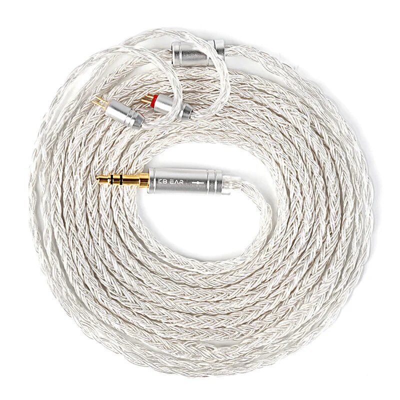 KBEAR ST16 Max, серебряный кабель для наушников 3.5mm 2Pin, 1.5 м