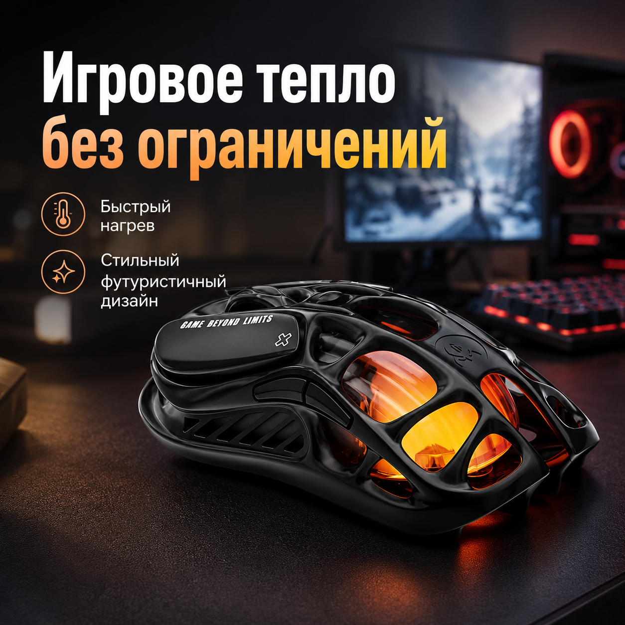Игровая мышь "GravaStar" Mercury M1 Pro, черная, ультралегкий вес