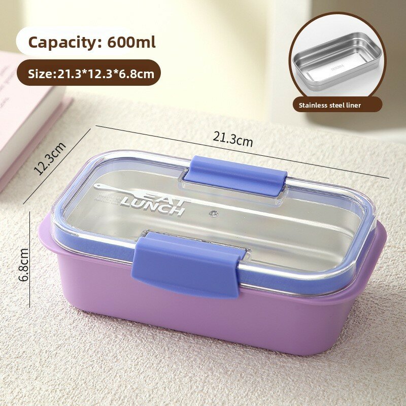Premium insulated lunch box with dividers for adults and home office lunches, purple single