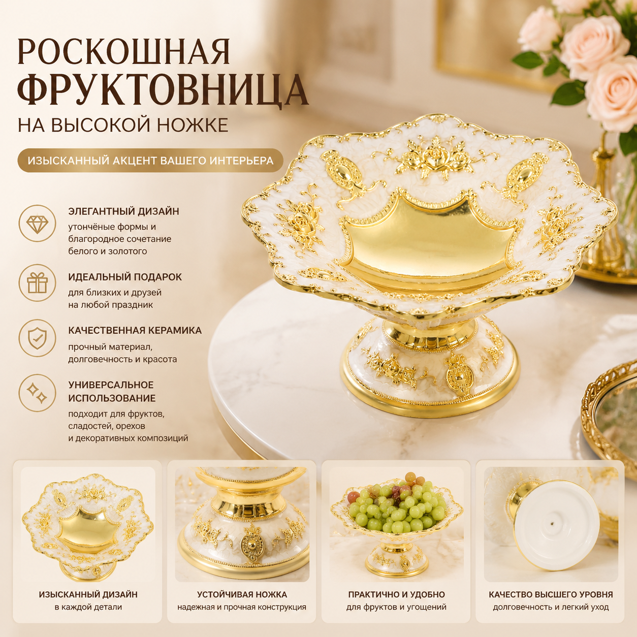 European-style light luxury fruit plate, fashionable and creative fruit plate, exquisite and high-end fruit plate