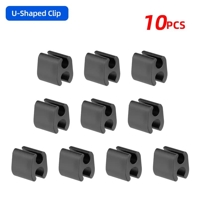 Держатели-зажимы для тросов DEEMOUNT 4/5 мм Черный, U-Shape 10PCS