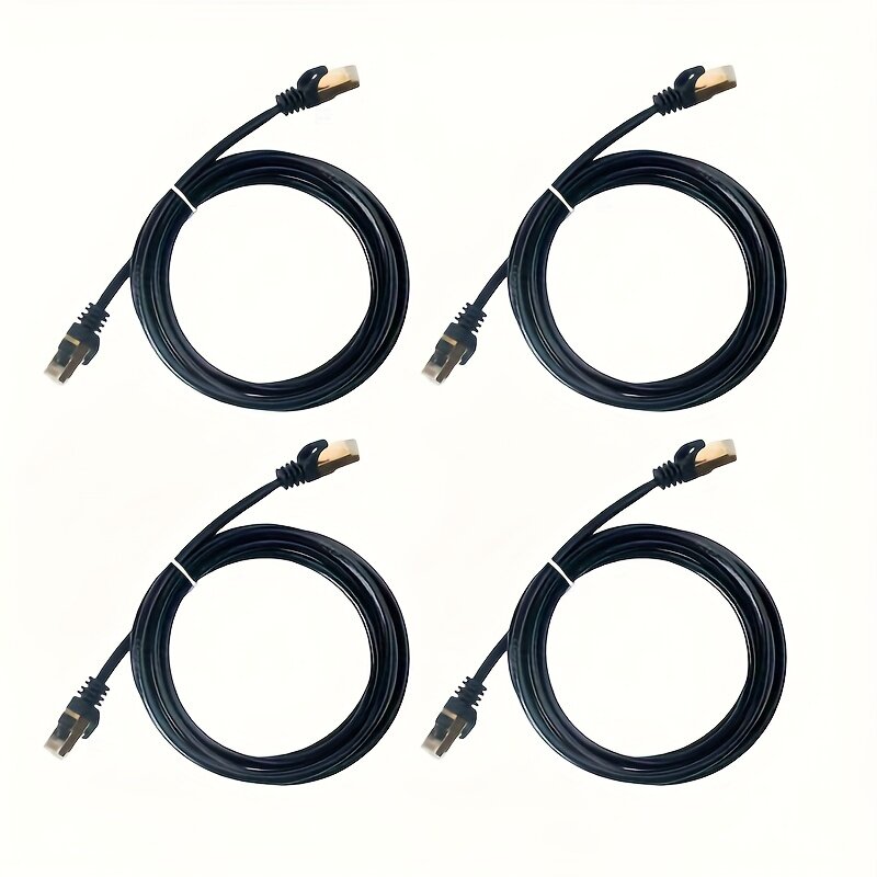 Кабель Ethernet Cat6 4шт 2м с золотыми коннекторами, черный