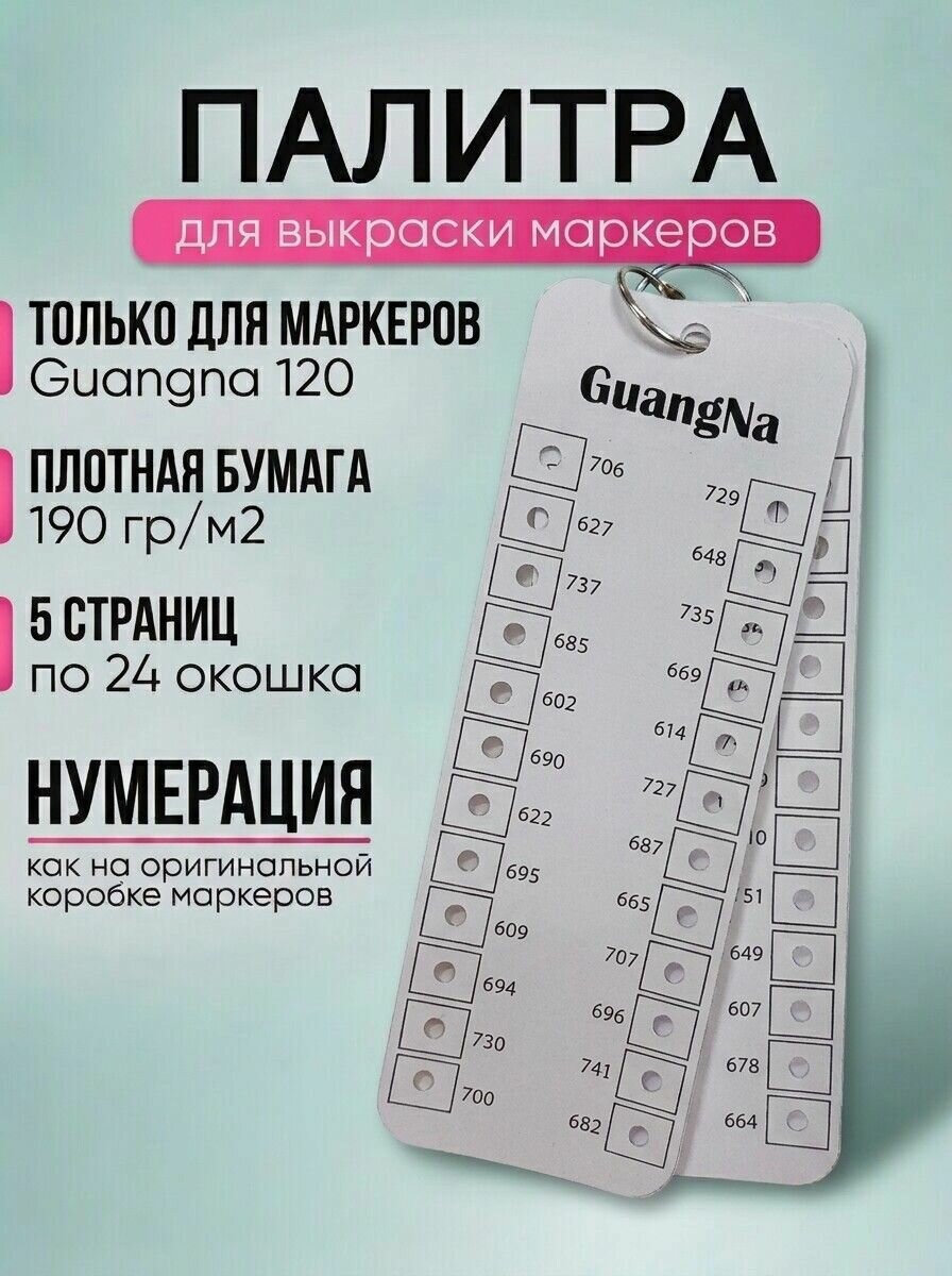 Палитра для выкраски набора маркеров GuangNa 120