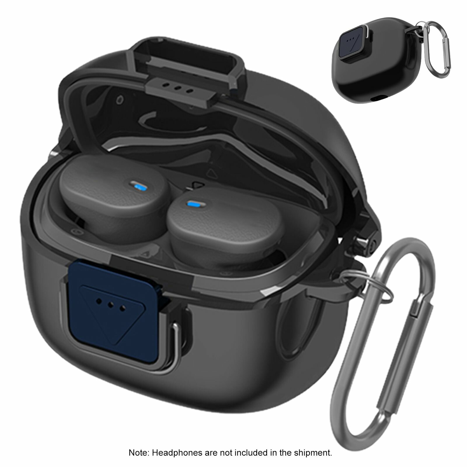 Чехол для JBL Tune Buds 2, ТПУ, чёрный, с креплением