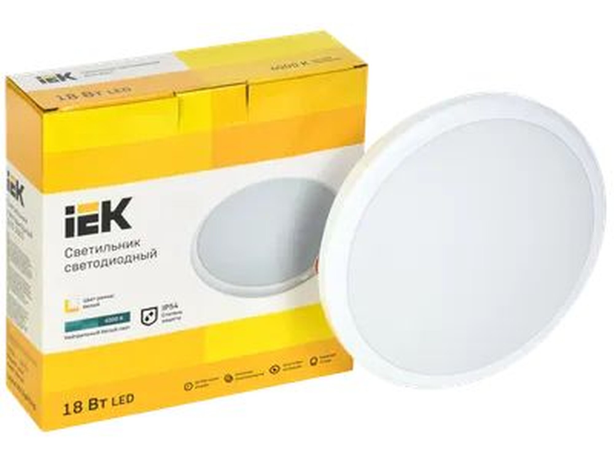 Светильник светодиодный ДПБ 3003 18Вт IP54 4000K круг белый IEK