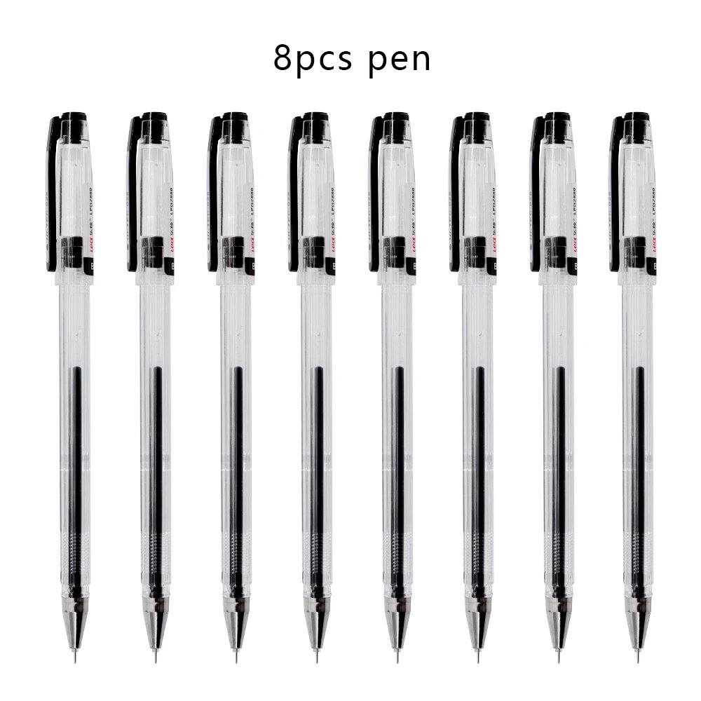 Гелевая ручка MROOFUL ультратонкая 0,28 мм черная 8pens