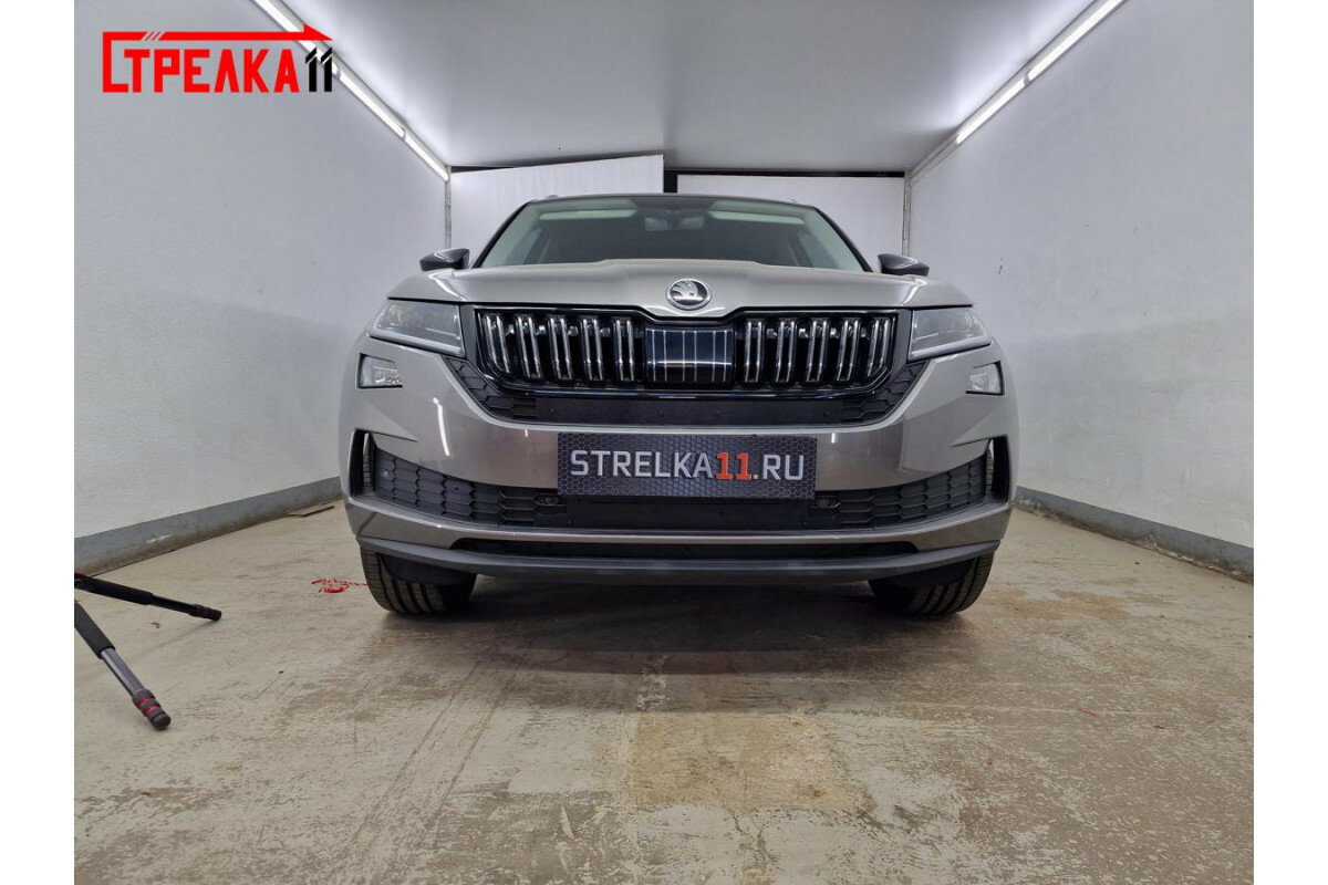 Зимняя защита на стяжке SKODA KODIAQ GT 2022- (I рестайлинг), 3шт