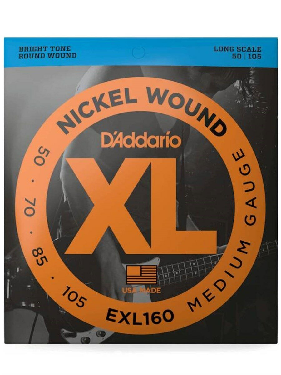 Струны для бас-гитары 50-105 D`Addario EXL160 XL NICKEL WOUN