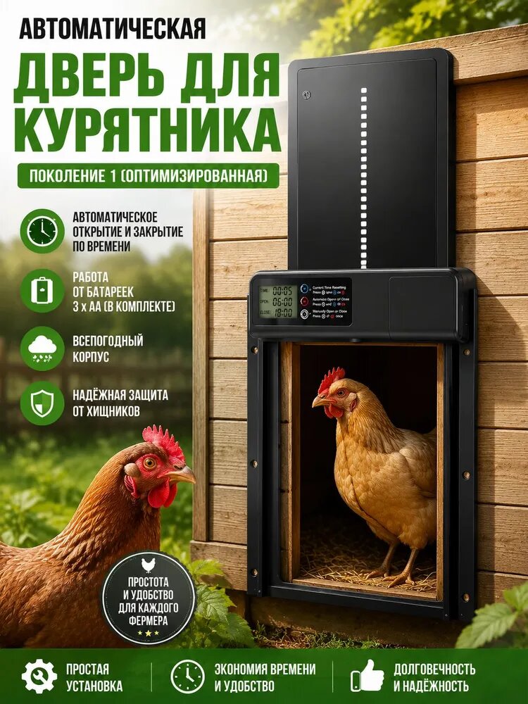 Автоматическая куриная дверь, защита от зажима для мелких домашних животных