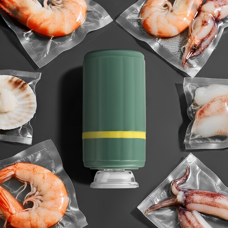 Портативная мини-вакуумная упаковочная машина с USB-зарядкой, быстрая зарядка, двойное использование, для сухого и влажного хранения, идеальна для сохранения продуктов, дома, путешествий и улицы, зеленый цвет