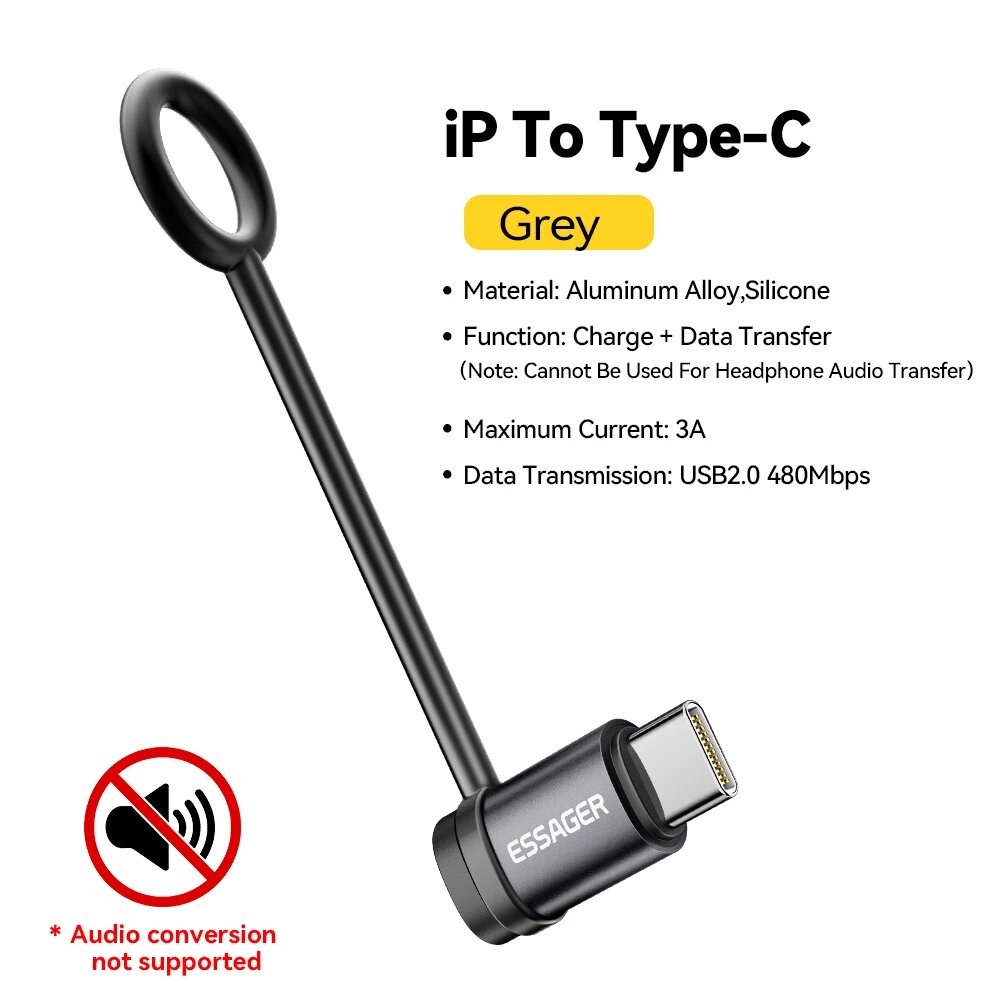 Адаптер Essager Lighting To Type C для быстрой зарядки, разъем IP Female на USB C Male для iPhone 15, 14, 13, 12, 11 Pro, конвертер для iPad