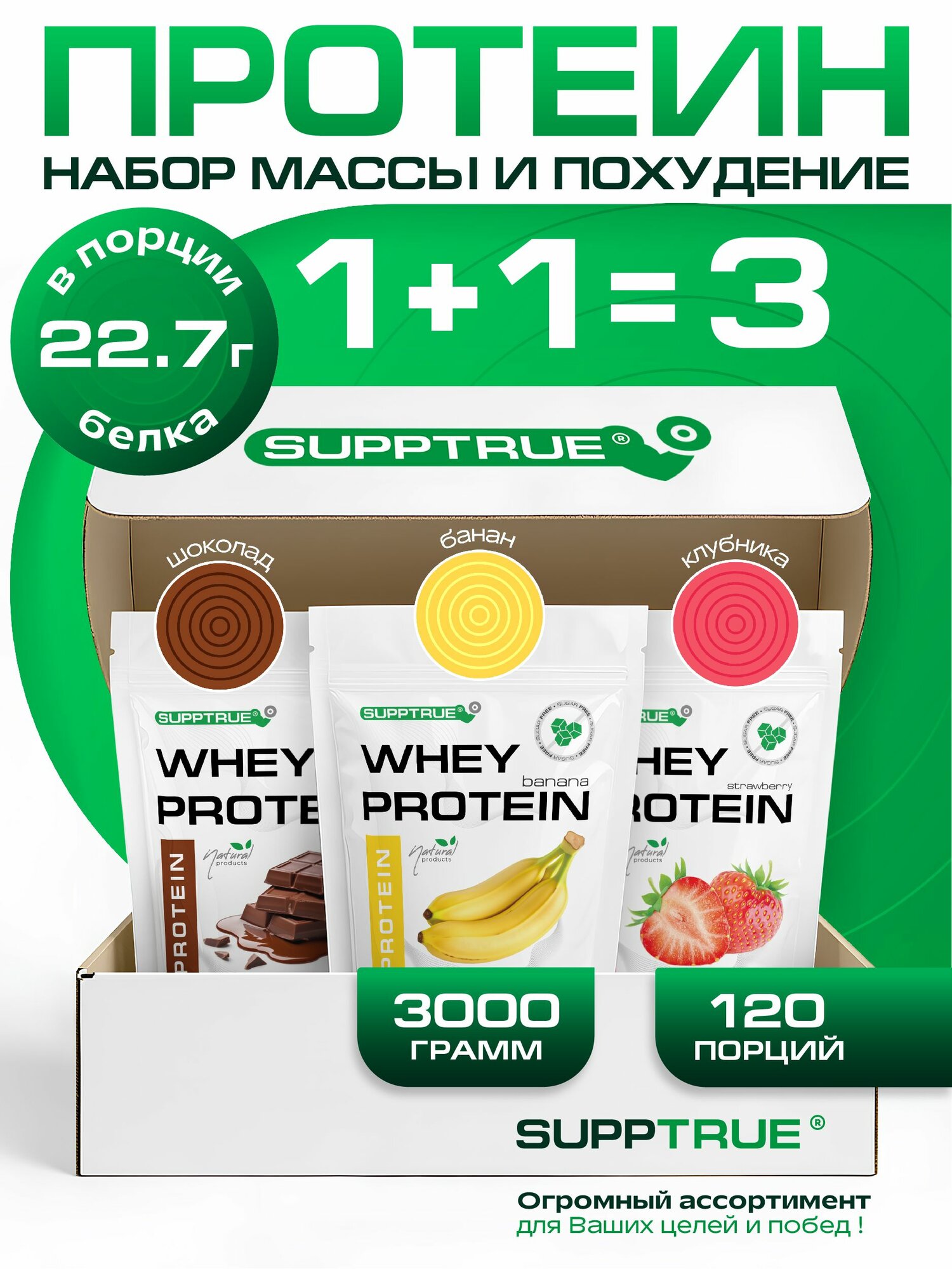 Протеин сывороточный Supptrue, протеиновый коктейль / 3 кг 120 порций сывороточный протеин протеиновый коктейль