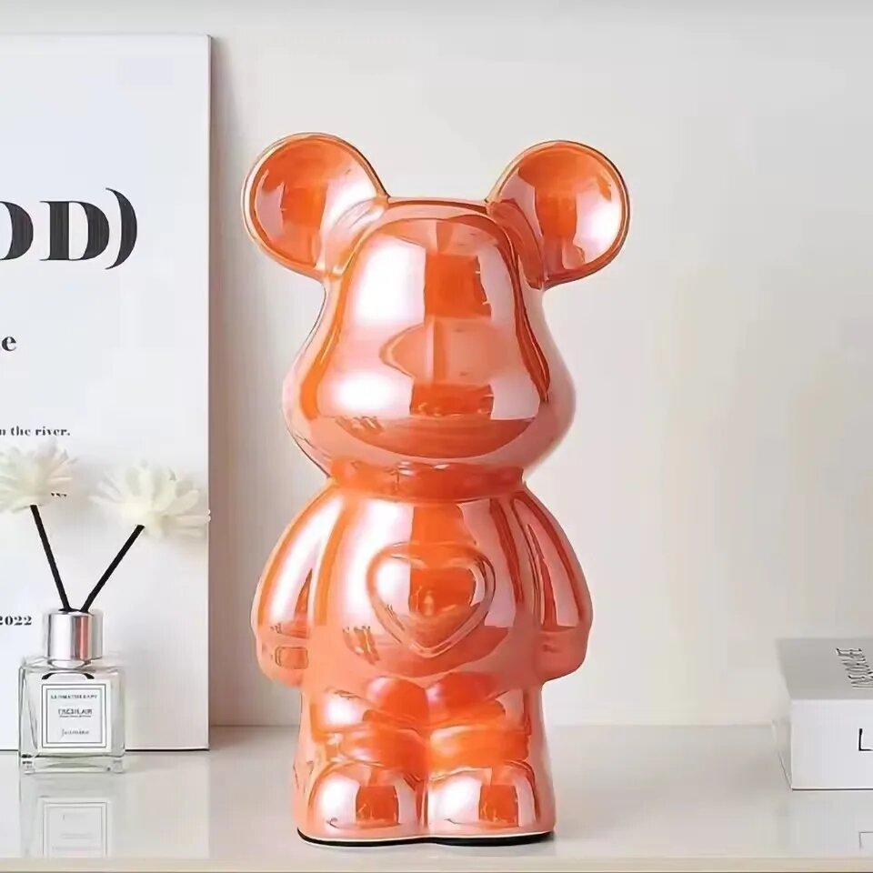 Керамическая фигурка медведя Love Bear 18cm, Оранжевый, orange