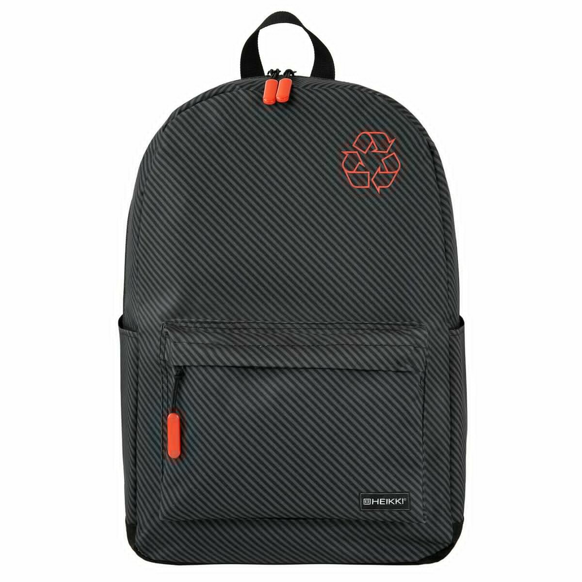 Рюкзак универсальный HEIKKI Energetic, эргономичный, Recycle, черно-серый, 43х30х16см (272532)