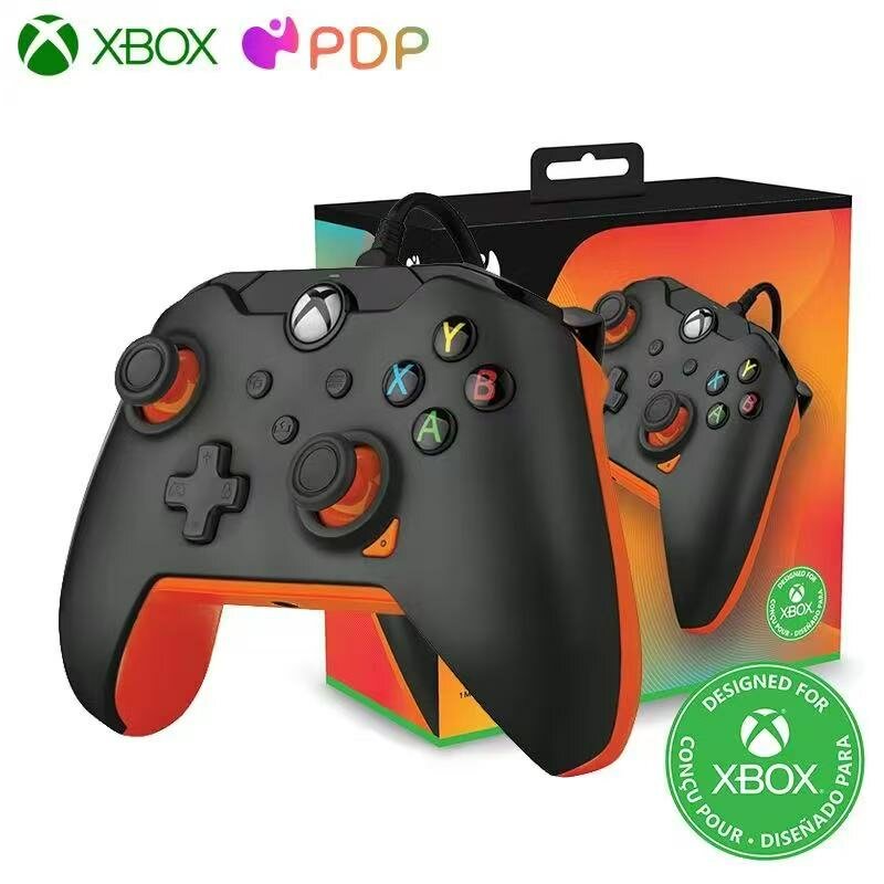 Геймпад проводной Controller Wired PDP Grey Orange (012-GO) (Xbox One/Series X/S/PC)