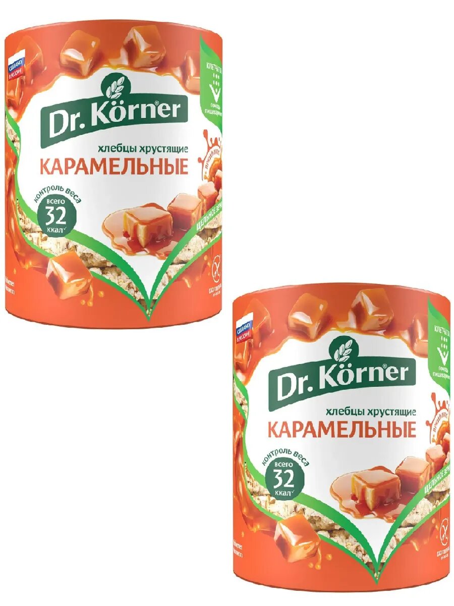 Dr.Korner Хлебцы Кукурузно-рисовые карамель, 100г, 2 уп