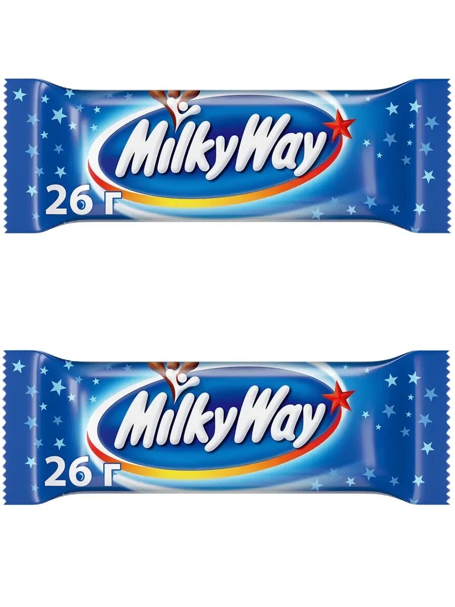 Milky Way Шоколадный батончик с молочной нугой и карамелью, 2 шт*26 г