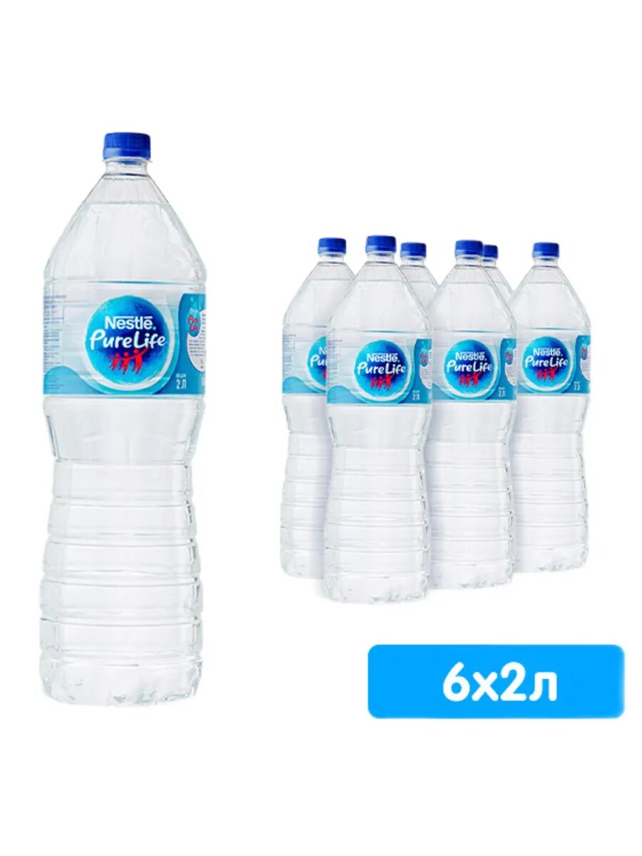 Nestle Pure Life Вода минеральная без газа, 6 шт по 2 л