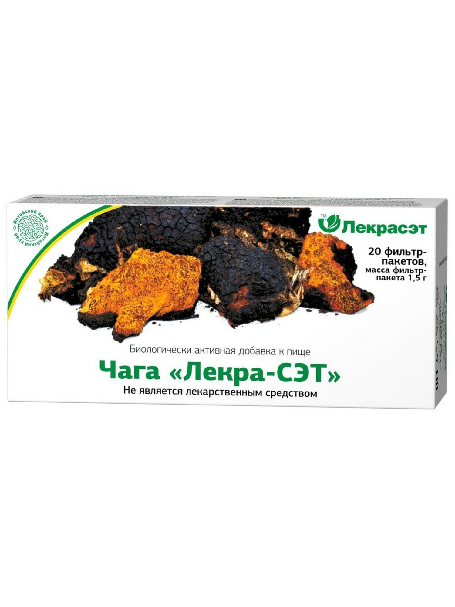 Чага лекра-сэт 1,5 N20 Ф/ПАК — пачка - 20 фильтр-пакетов. Средство из фитопатогенного гриба инонотуса скошенного (труто…