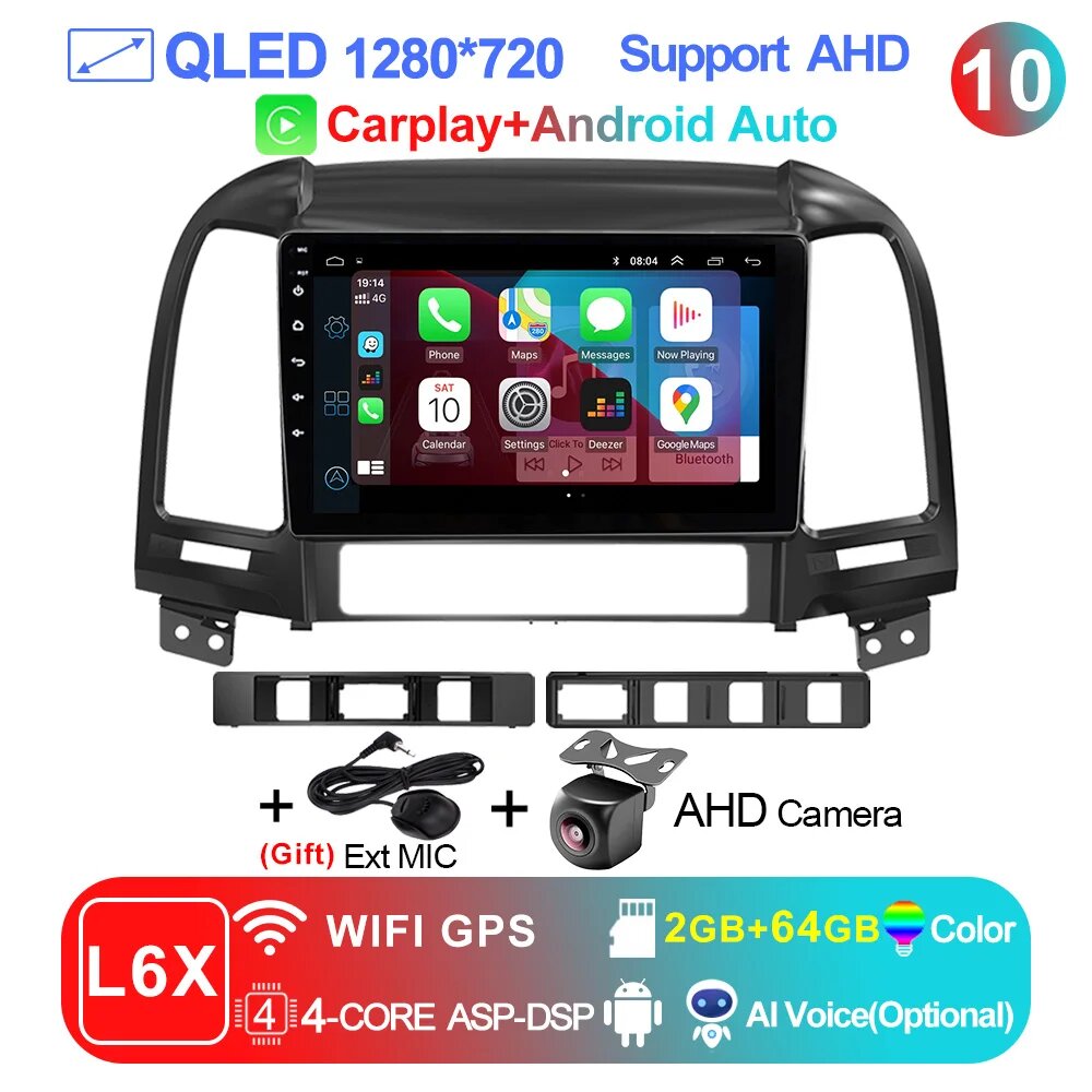 LEHX L6 Pro AI Voice 5G DSP Автомобильный радиоприемник Мультимедиа для Hyundai Santa L6X(2-64GB)CAM
