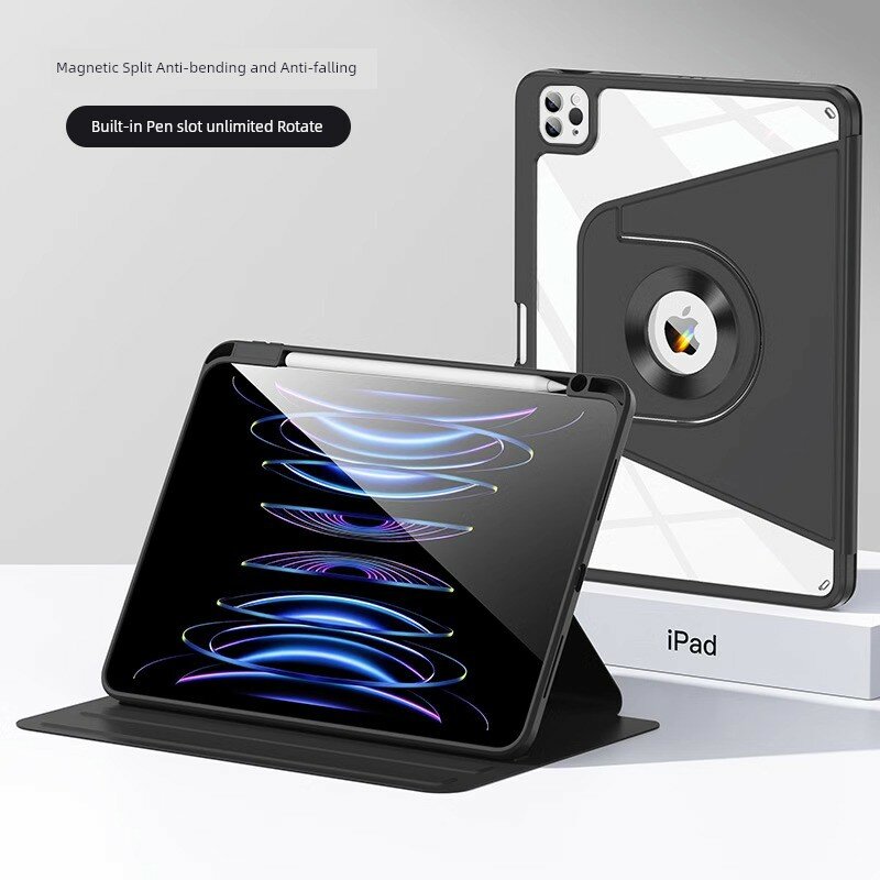 Магнитный съемный чехол для iPad 2017/2018 (9,7 дюйма) в темно-черном с поворотной подставкой
