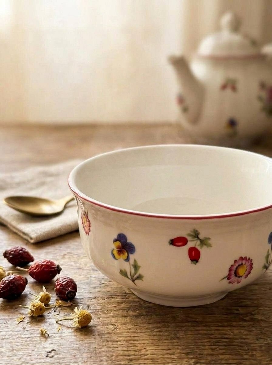 Маленькая пиала Petite Fleur 11 см -320 мл, цветочный принт /молочная — фото 1