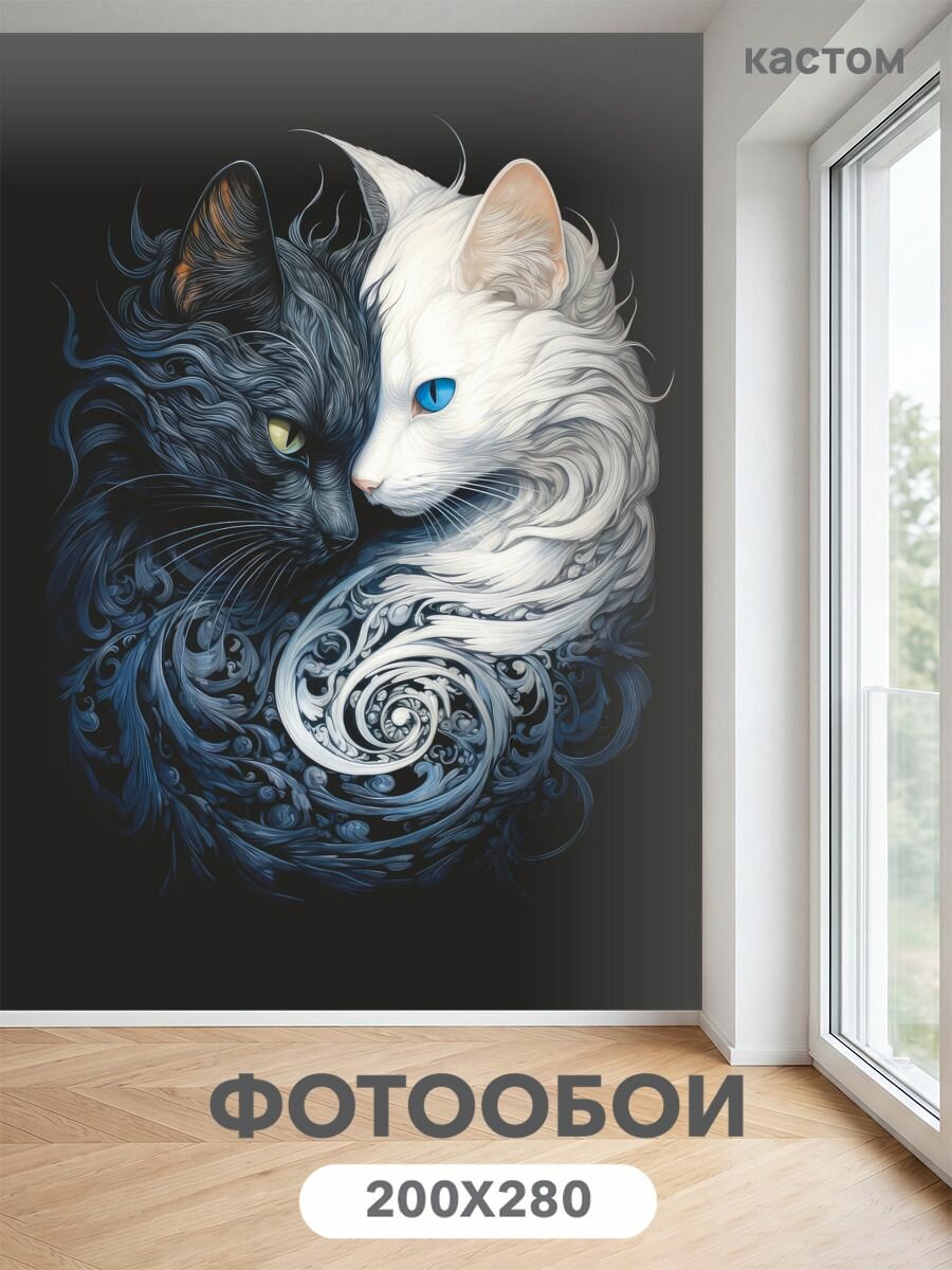 Фотообои на стену флизелиновые 3d Кот 200х270 см