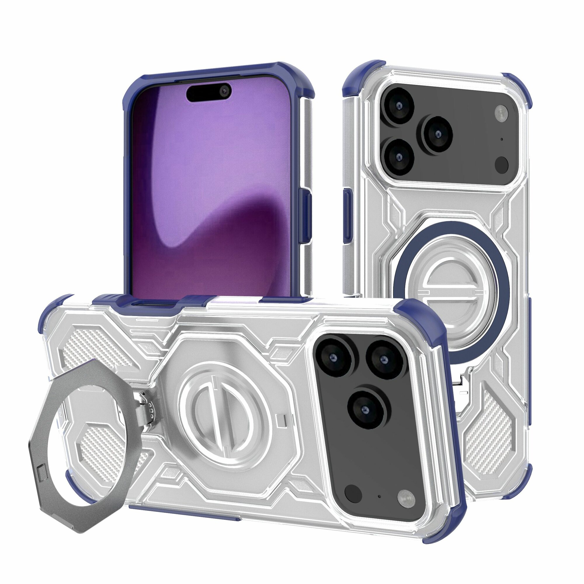 Прозрачный чехол Expressive Clear Case для iPhone 17 Pro Max синий
