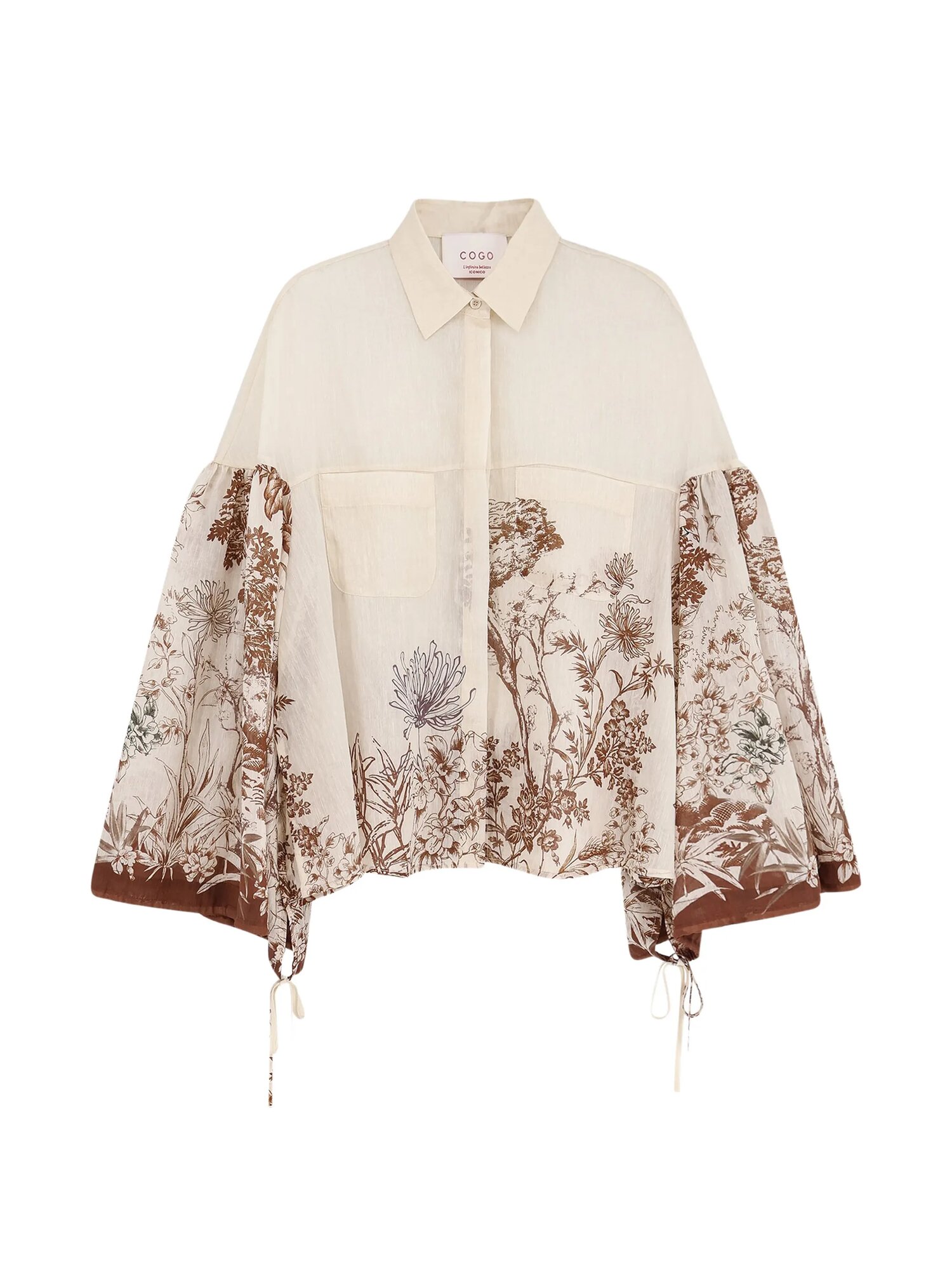 Рубашка Co.go Floral-print flared-sleeve shirt