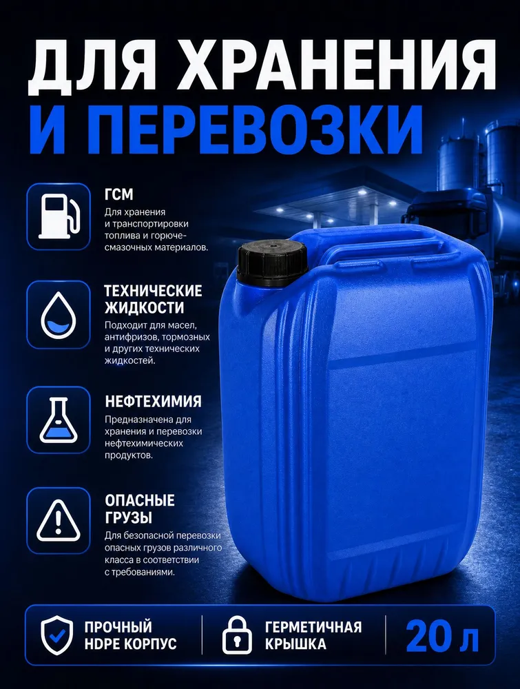 Канистра для бензина 20л усиленная