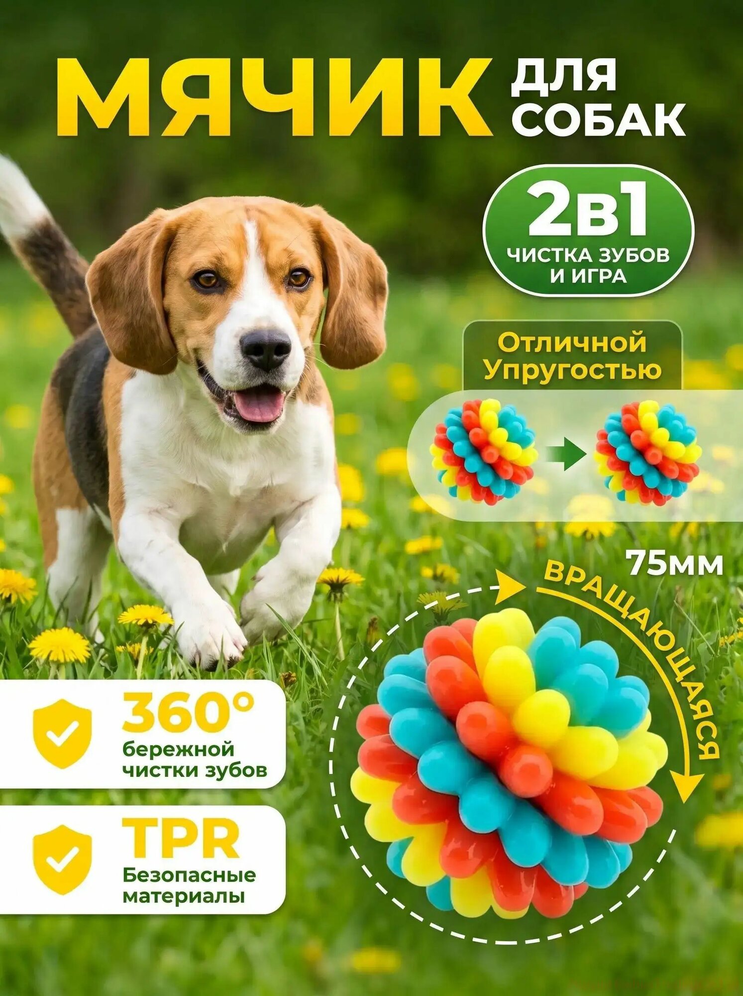 Mячик для собакИгрушка-суккулент из TPR для зубов и игр