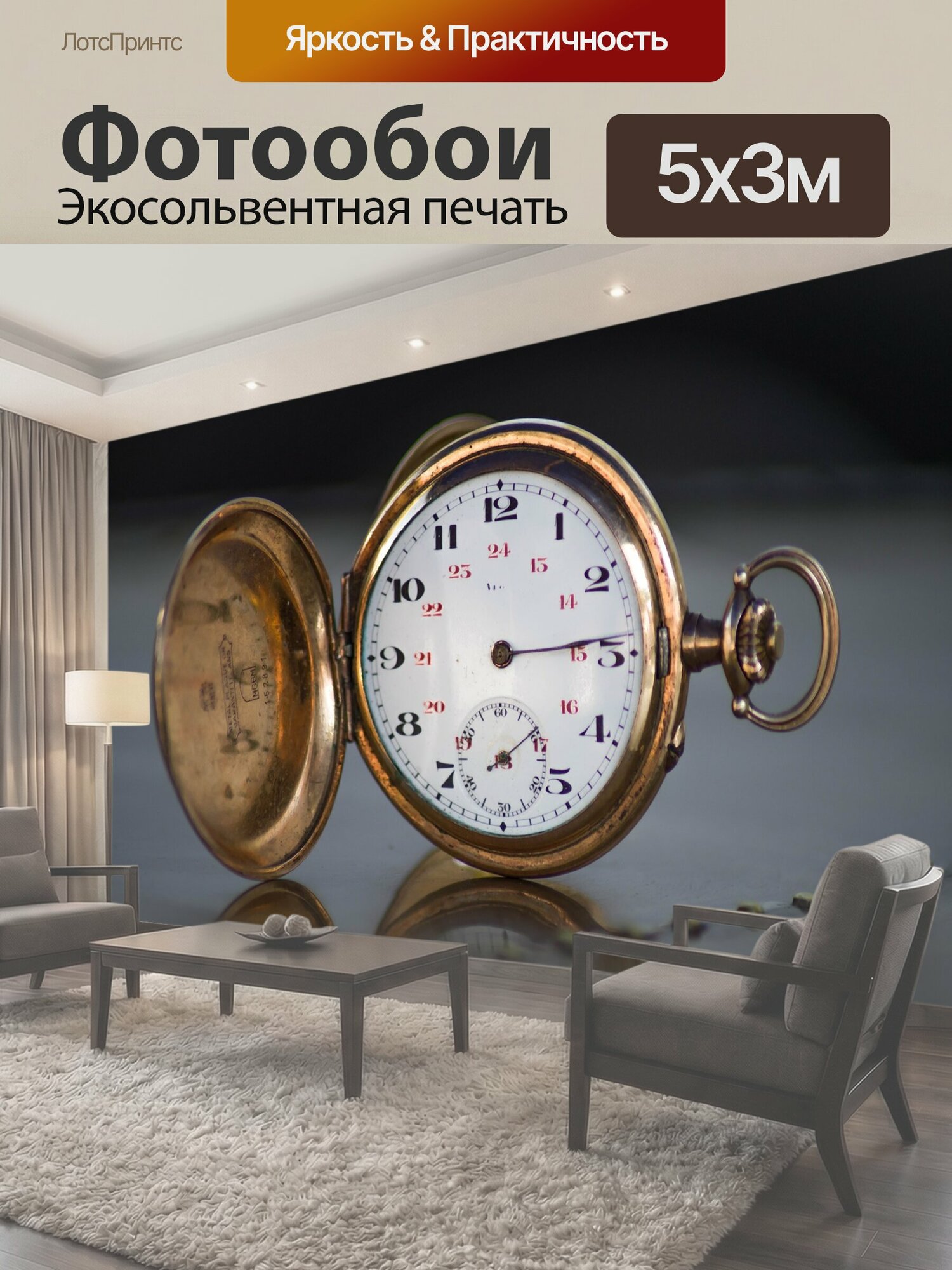Фотообои "Старинные часы, карманные часы, часовое дело" 500x300 см. экосольвентная печать