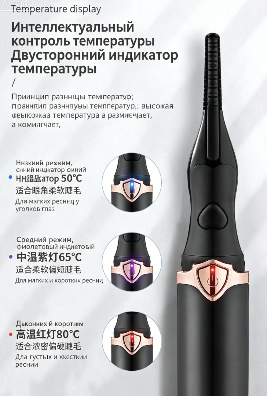 Мини-электрическая плойка для завивки ресниц, черная, размер 1,8 см * 2,2 см * 14 сантиметров