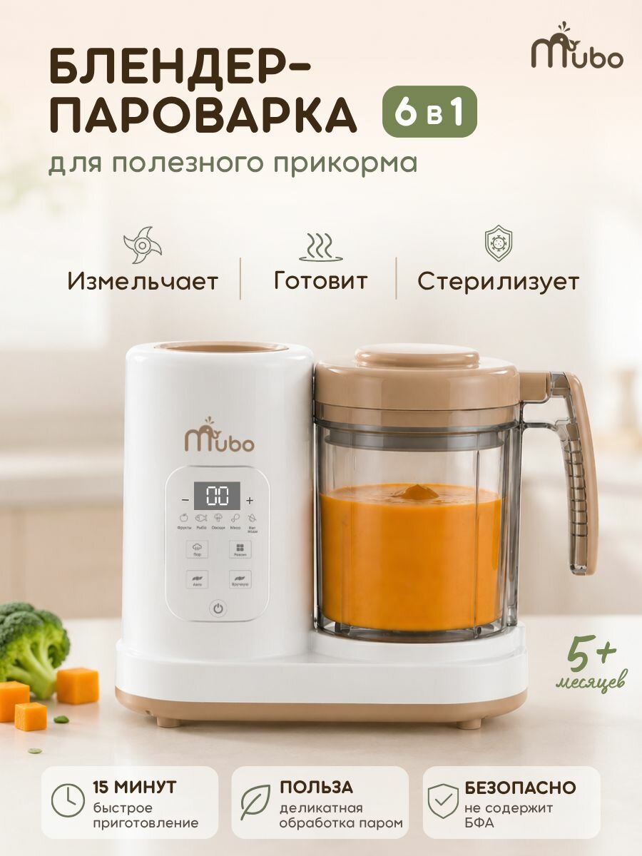 Пароварка блендер для детского питания 6 в 1 Мубо