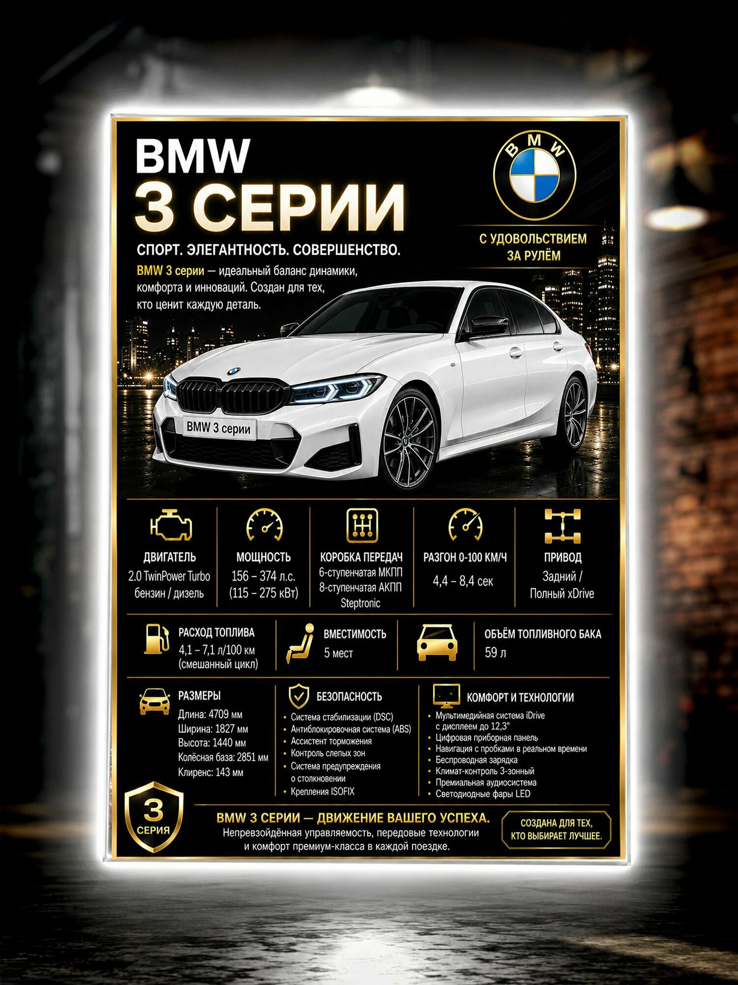 Постер+Рамка. A4 "BMW 3 серии " — фото 1