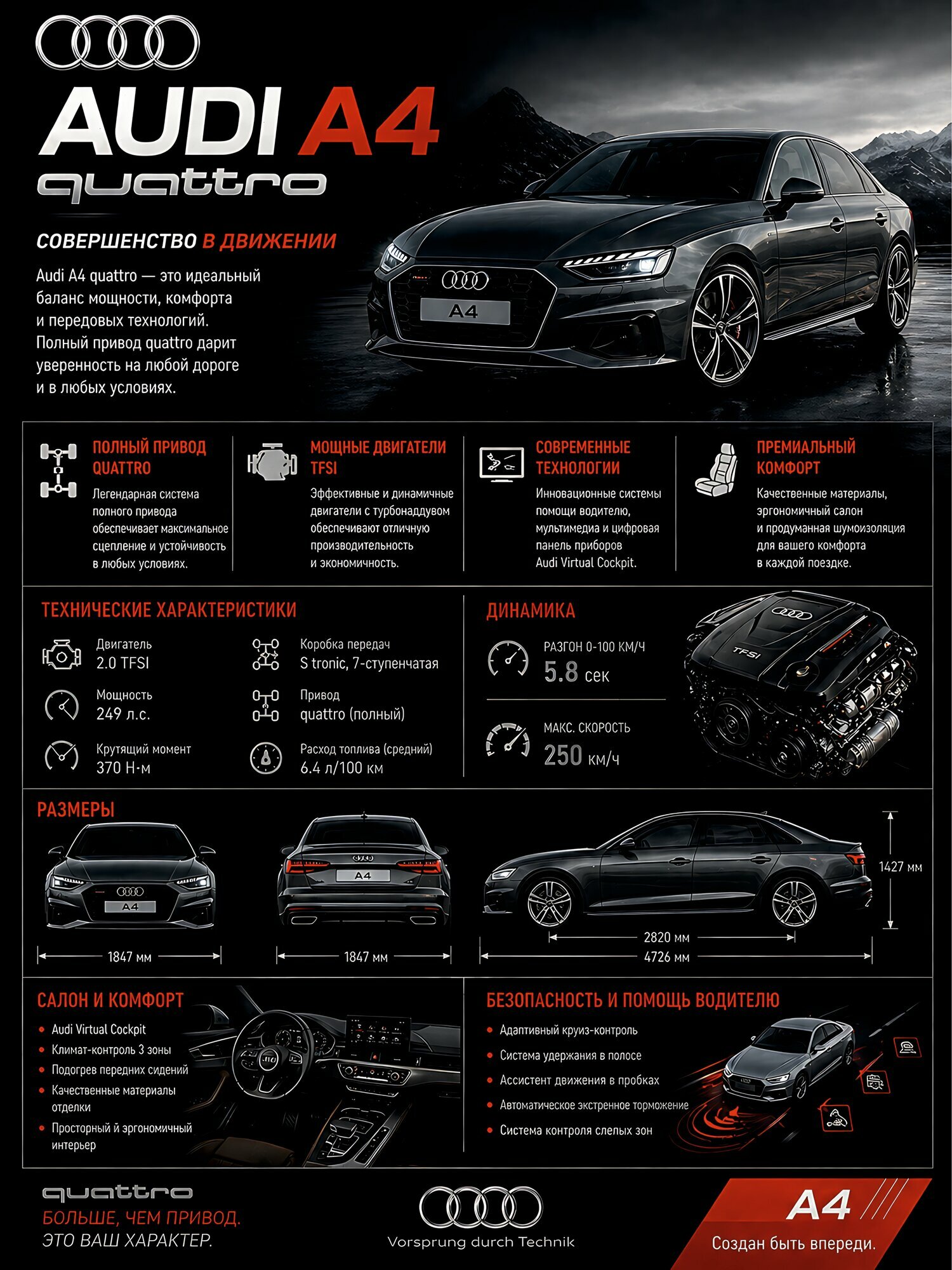 Постер А3. Audi a4 — фото 1