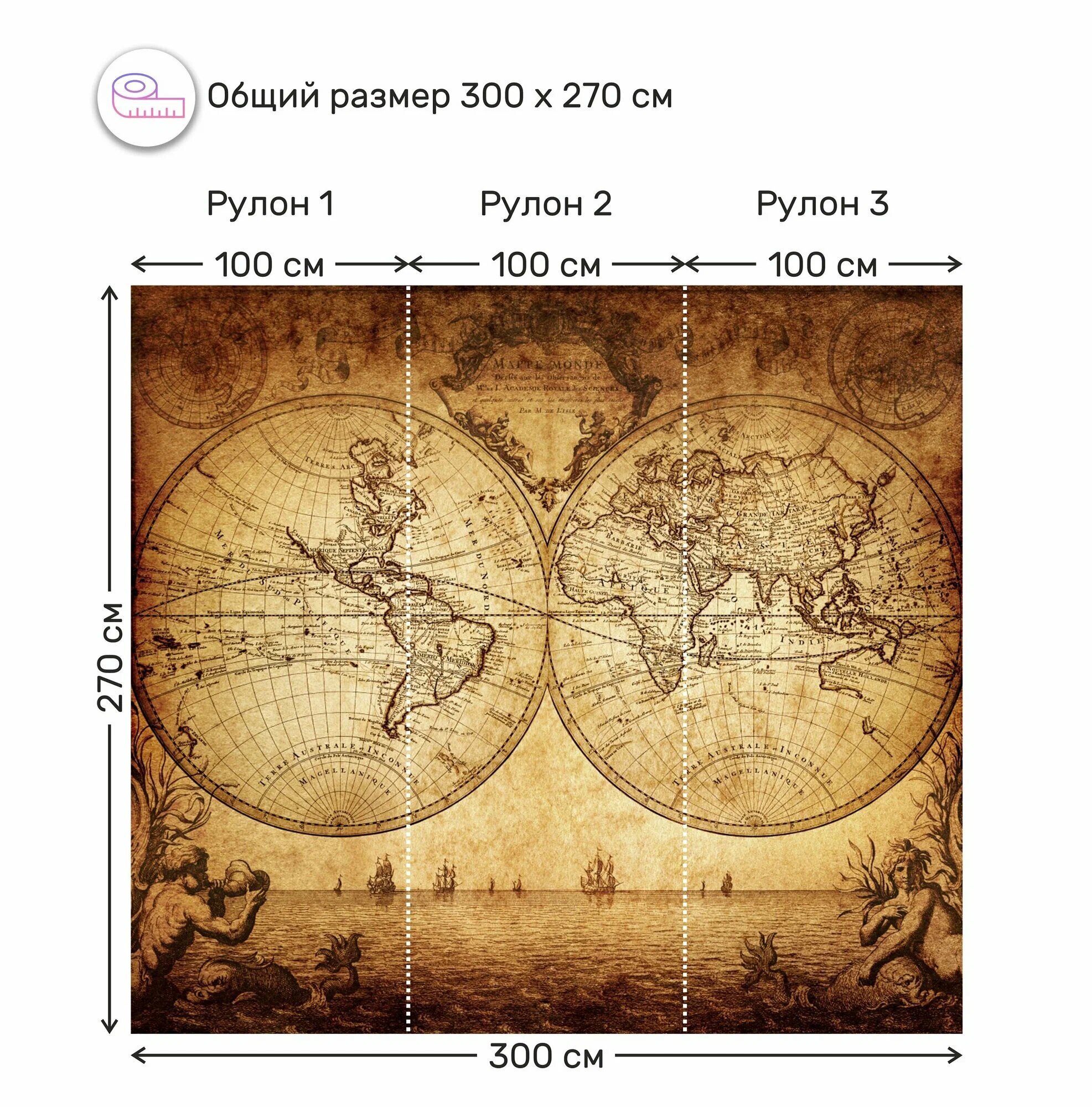 Фотообои "Старый глобус", 300 х 270 см, флизелин, шелкография