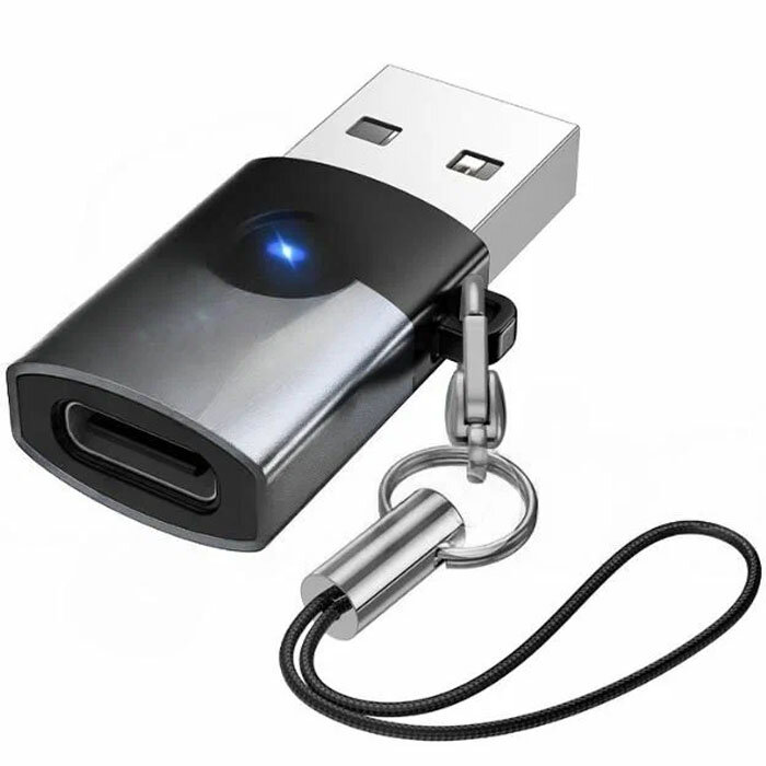 Адаптер USB-Cm/Af 3.0 Hoco UA46B Metal Gray - металлик