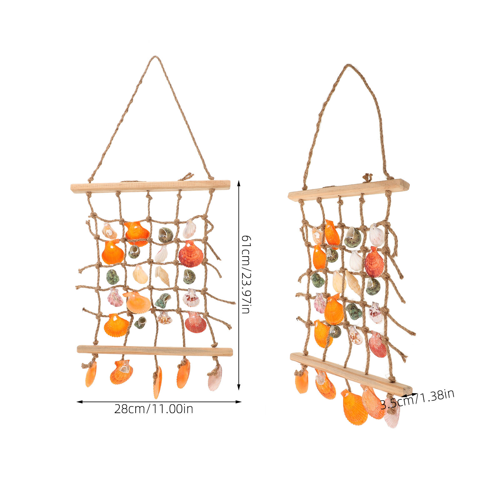 Украшение Из Ракушек Макраме Подвеска Для Стены 61.00X28.00X3.50Cm